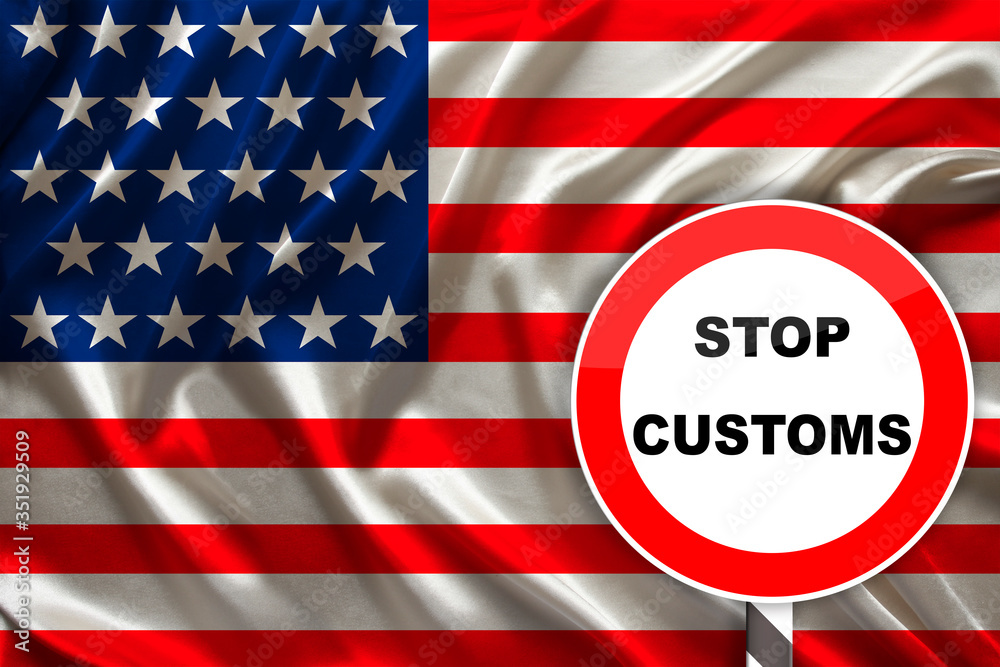 customs sign, stop, attention to the background of the silk national ...