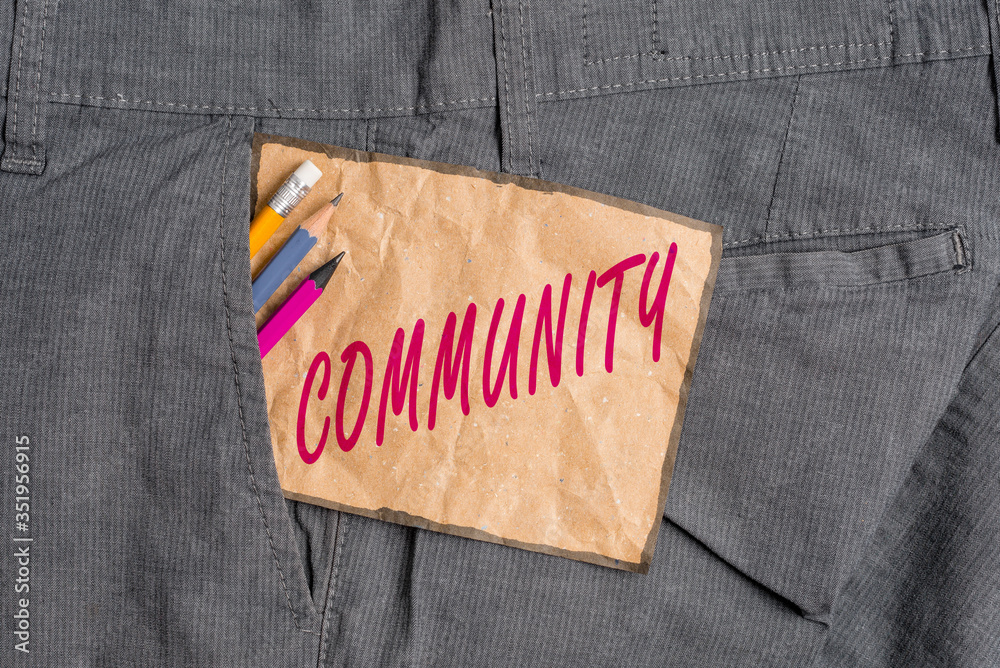 Handwriting text writing Community. Conceptual photo specific ...