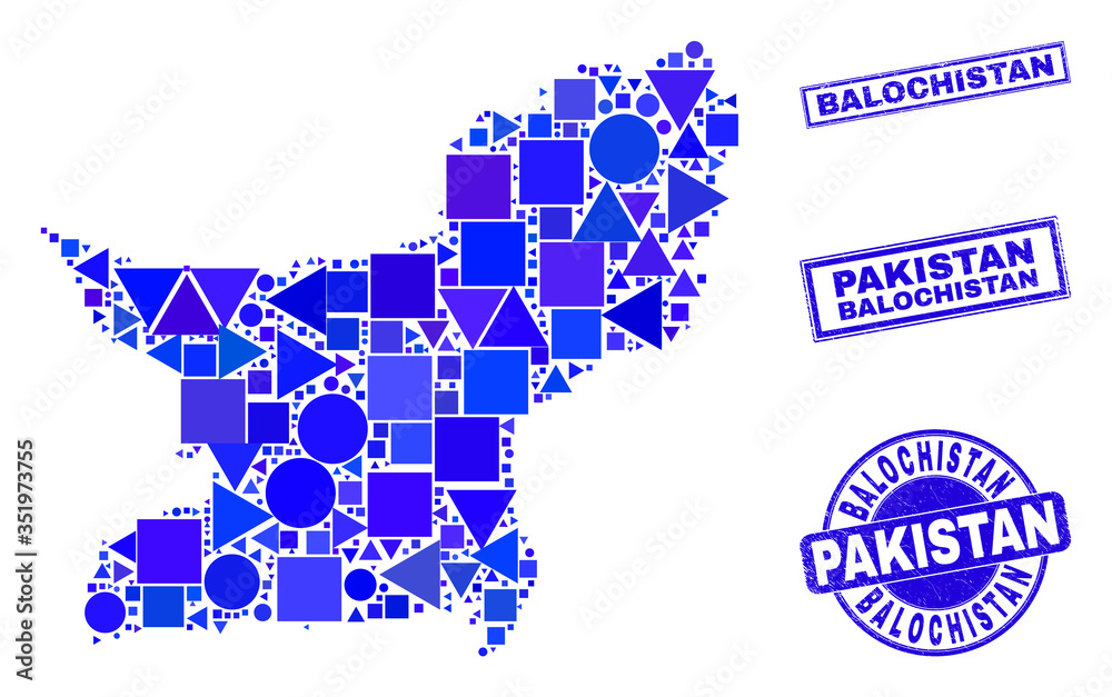 Vetor do Stock: Vector mosaic Balochistan Province map. Geographic ...
