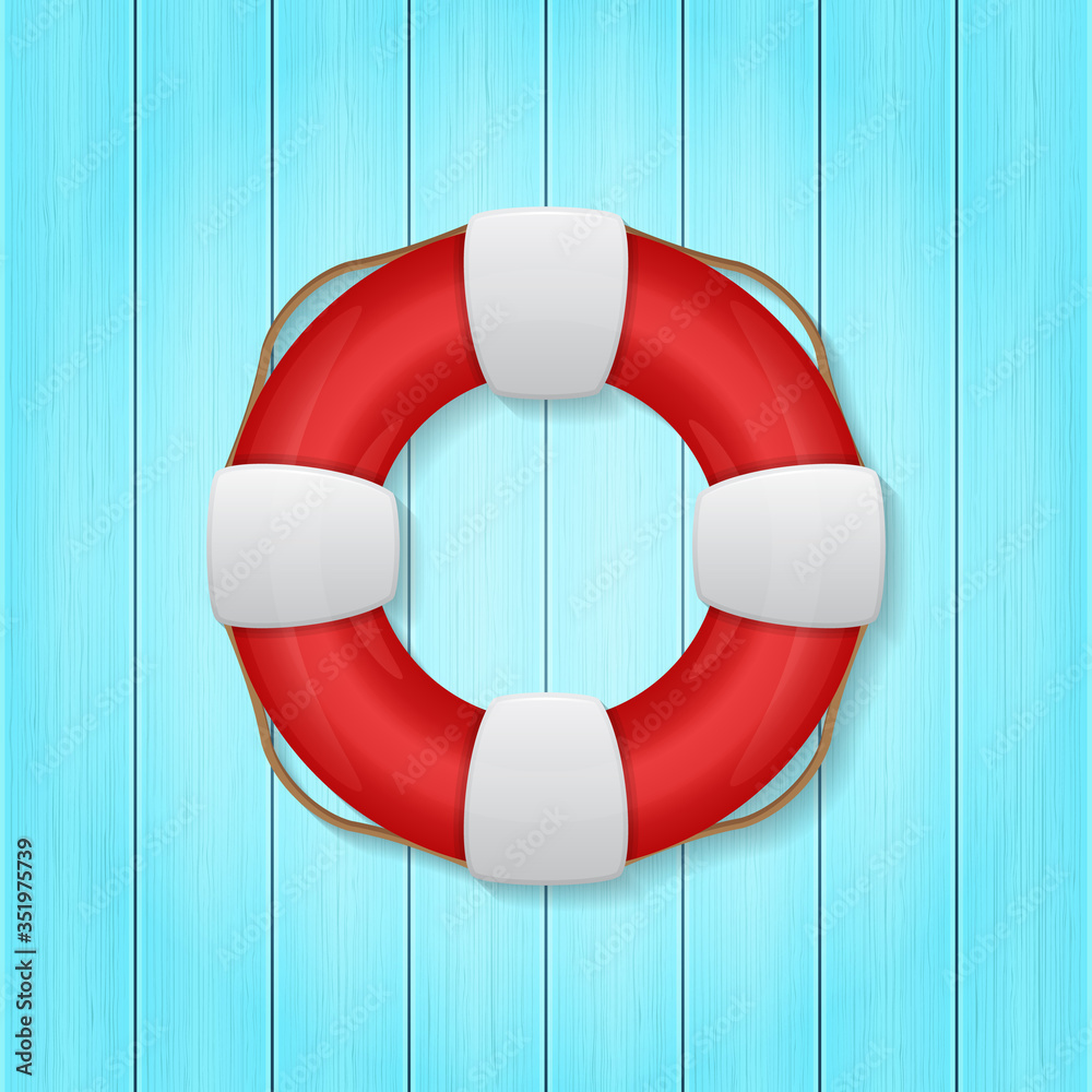 vector illustration of red lifebuoy on wood background Stock Vector ...