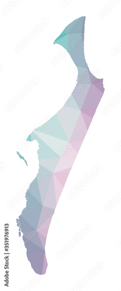 Polygonal map of Fraser Island. Geometric illustration of the island in ...
