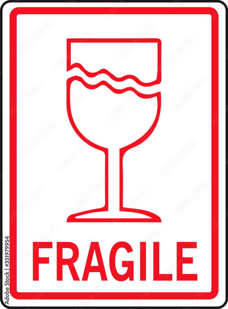 Fragile Red Warning Vector sign Stock Vector | Adobe Stock
