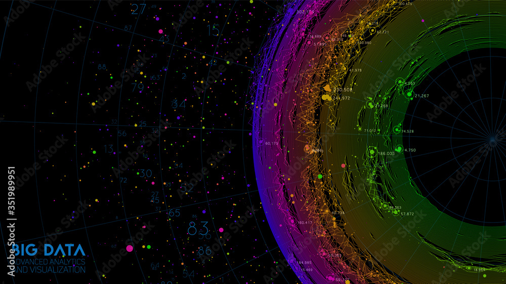 Vector Abstract Colorful Round Big Data Information Visualization Social Network Financial