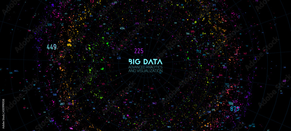 Big data cloud visualization. Futuristic infographic. Information cloud ...