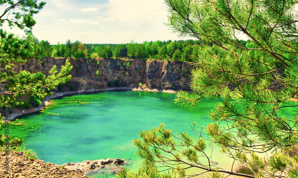 Azure lake. The concept of landscape and relaxing in the fresh air ...