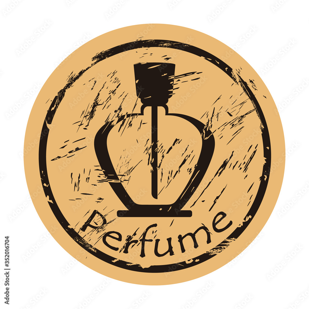 Perfume icon vector round shabby emblem flat design, old retro style ...