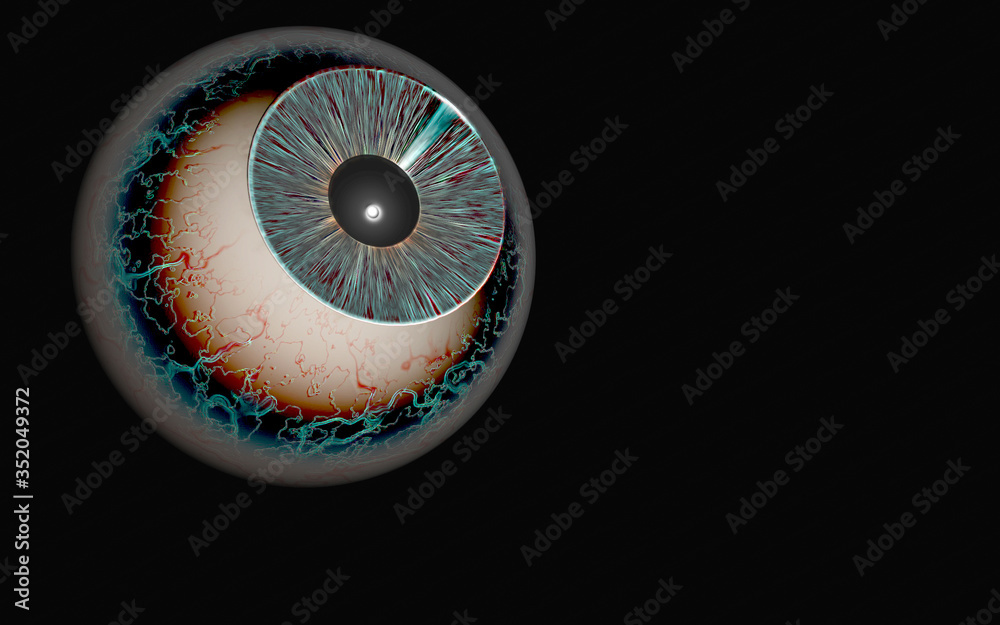 3d render. Eye icon. Unusual background for your banner, flyer, blog ...