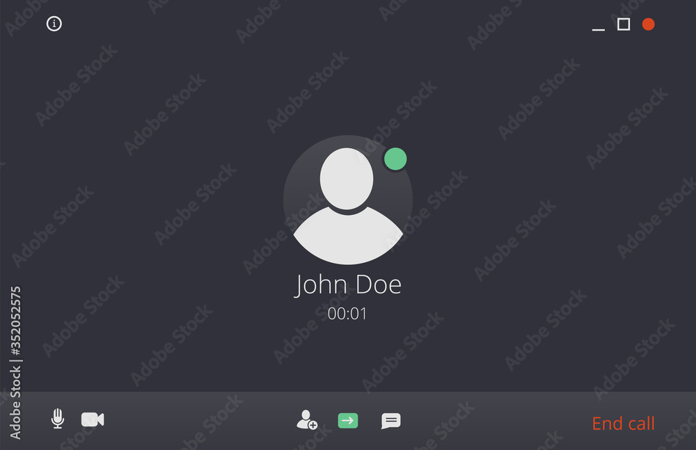 Video call illustration. Video call screen mockup. Comunication via ...