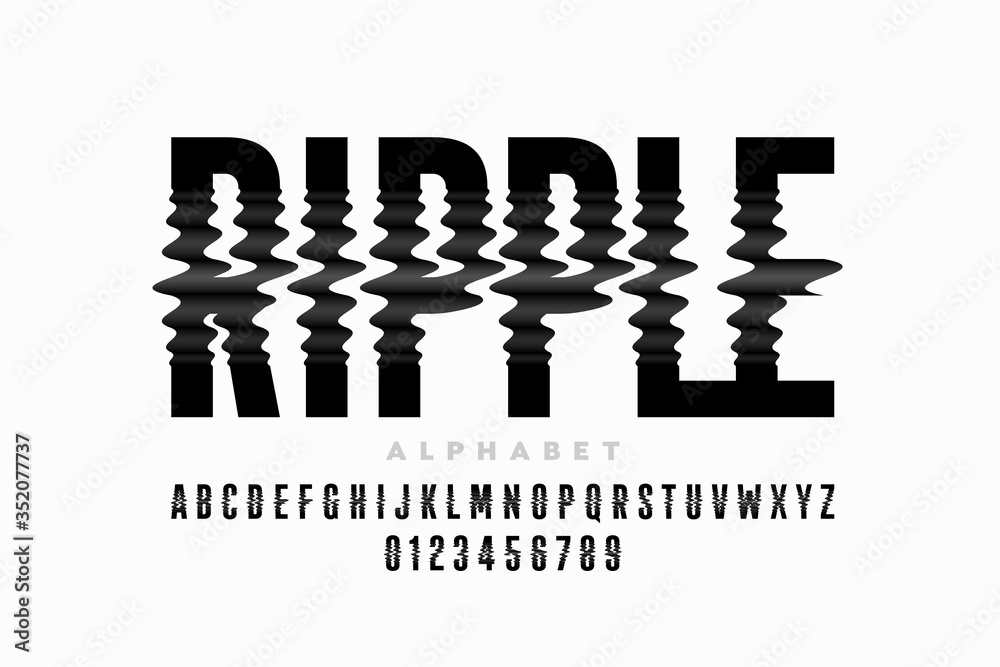 Ripple effect font, alphabet letters and numerals Stock Vector | Adobe ...