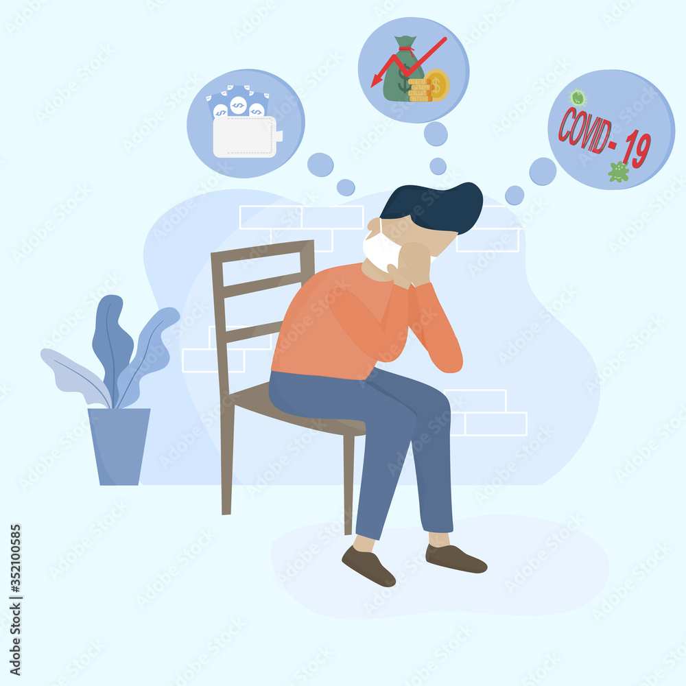 Covid-19 Coronavirus concept - Young men wearing medical mask were ...