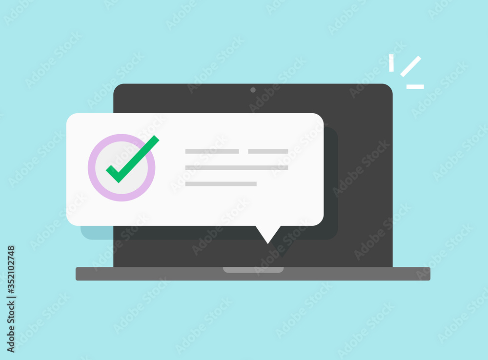 Notice messages on computer laptop with or pc with approved push ...