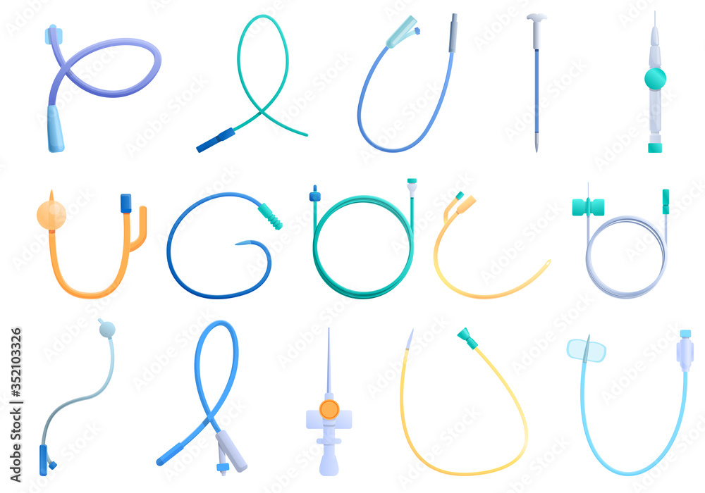 Catheter icons set. Cartoon set of catheter vector icons for web design ...