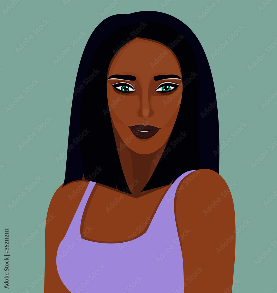 Vector illustration of Beautiful Woman. Portrait Attractive Female ...