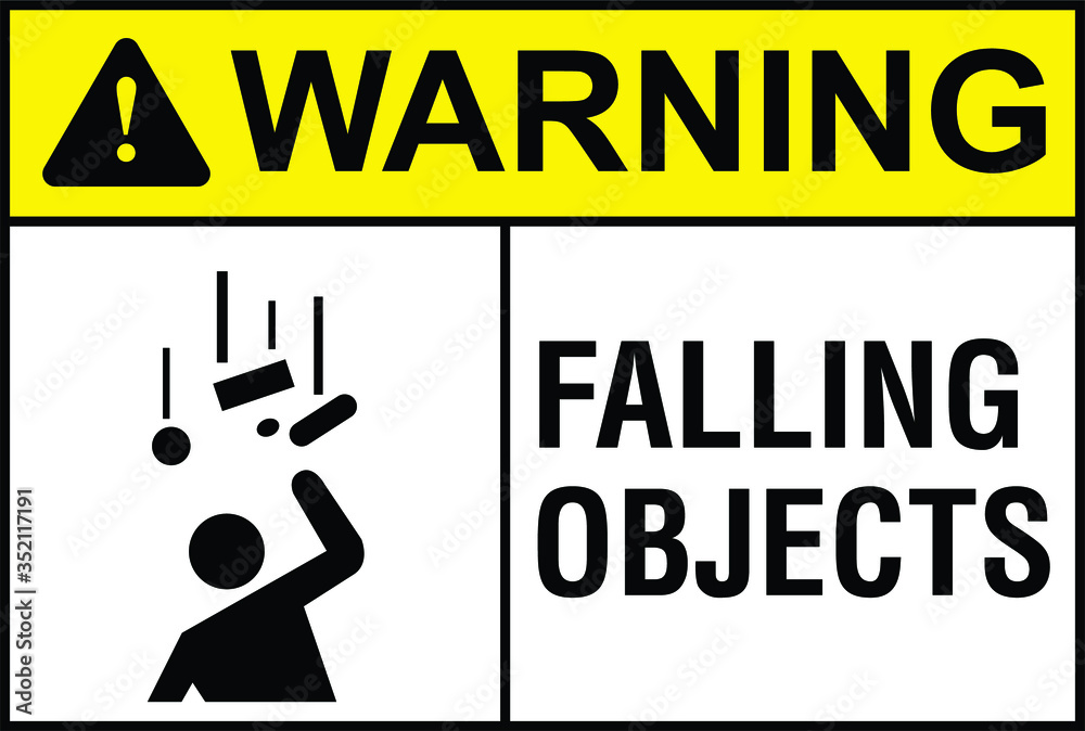 Falling objects warning sign construction site Stock Vector | Adobe Stock