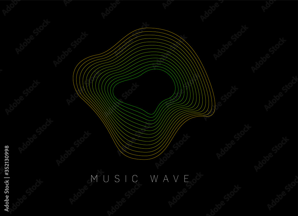 Poster of the sound wave. Vector illustration music on dark background ...