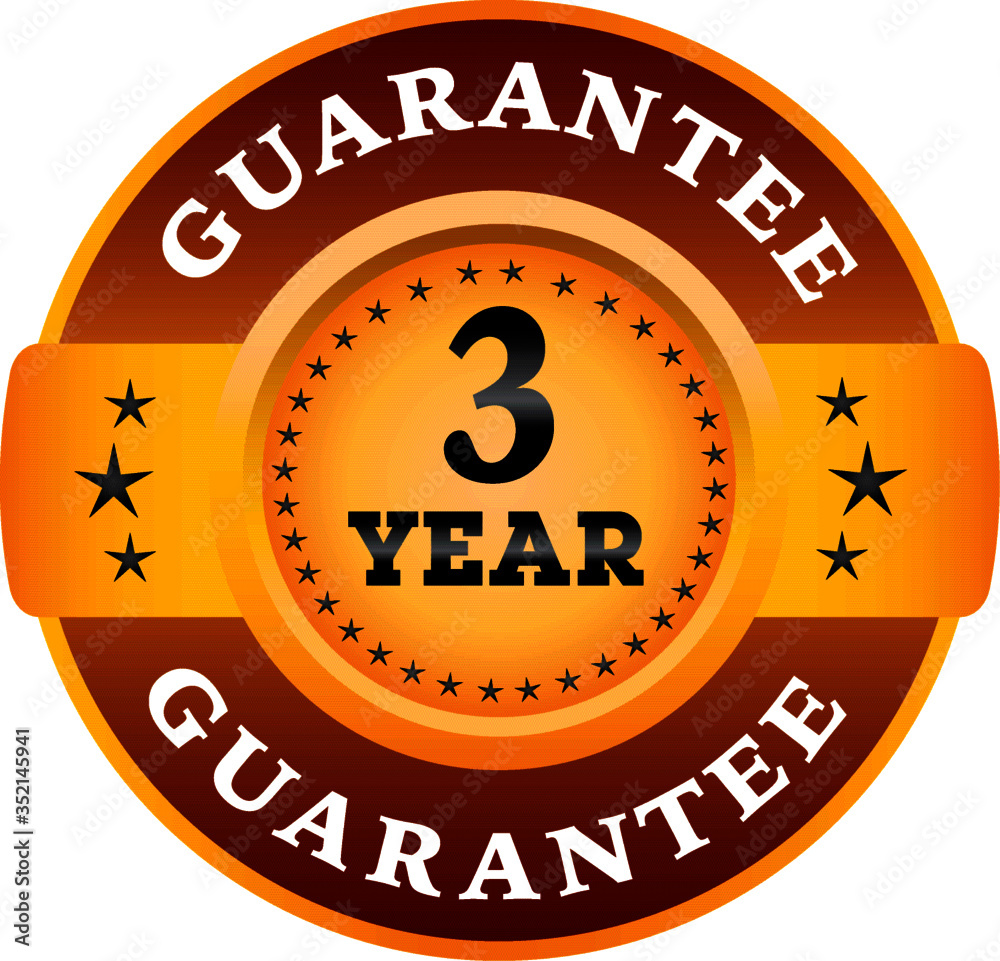 3 Year Guarantee label logo Image, Guarantee stamp Stock Photos ...