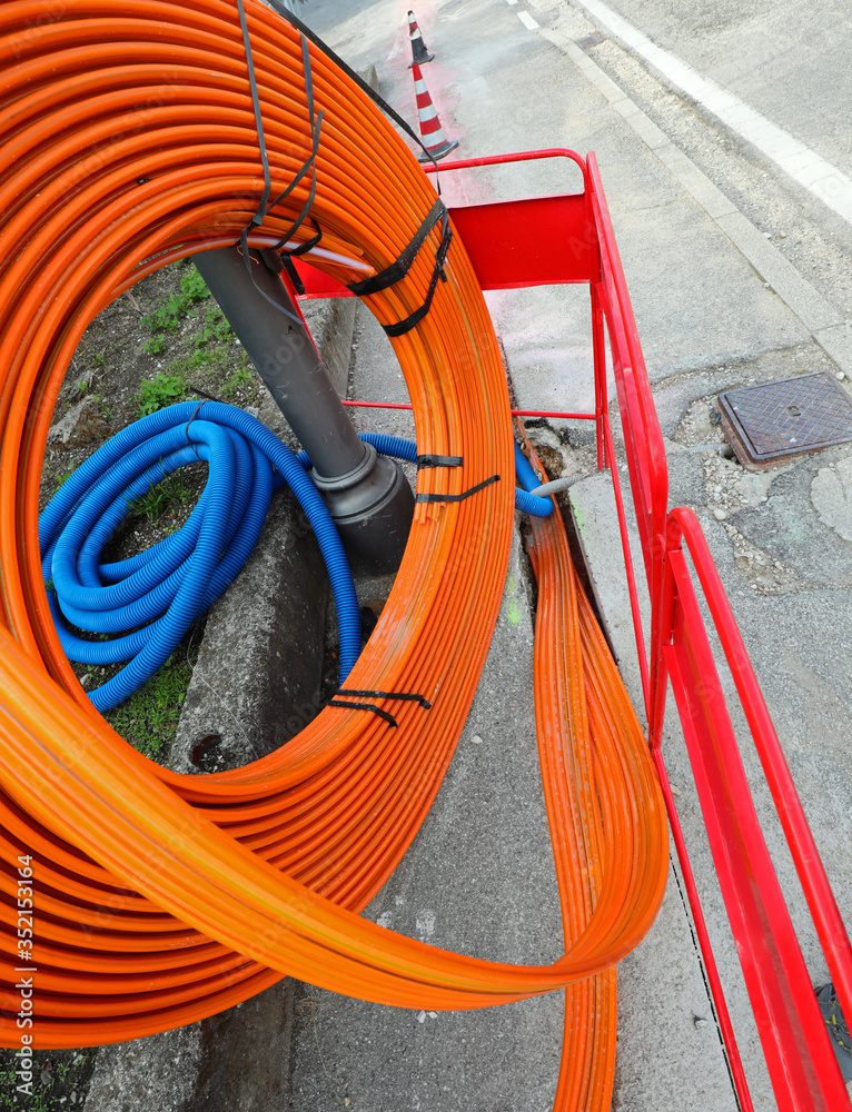 road excavation for the installation of conduit for infrastructu Stock ...