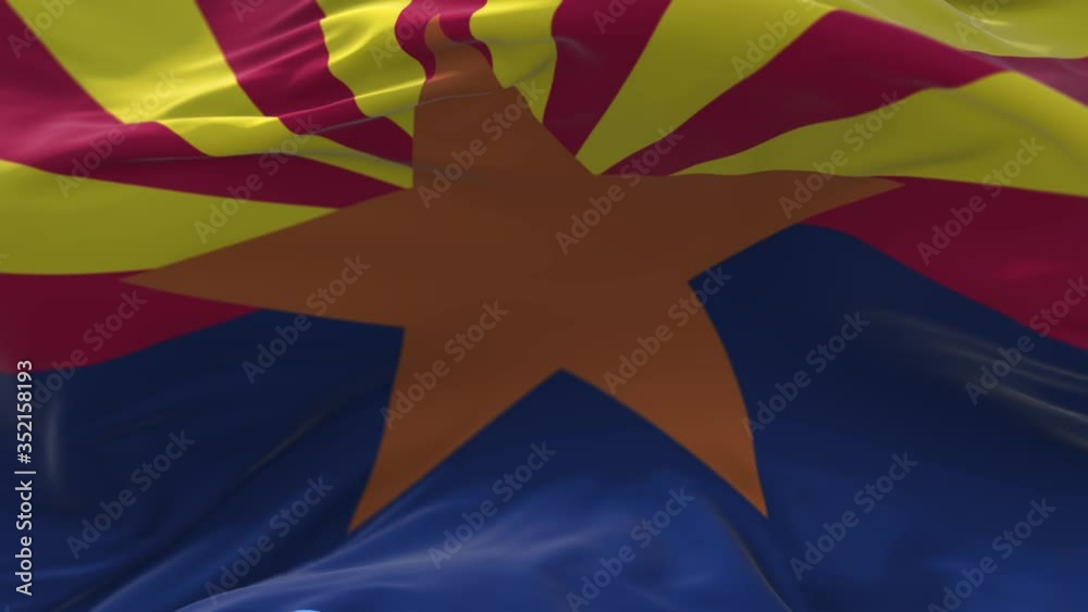4k Arizona flag;state in United States America;cloth texture slow ...