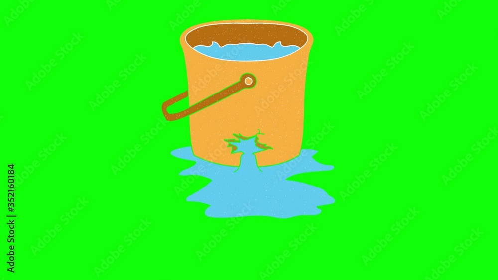 bucket leaked hand drawn green screen. floating loop animation Stock ...