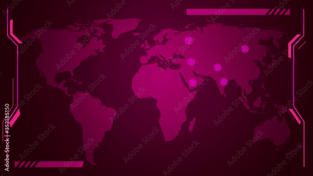 Red Futuristic Background of World Map with Communication Technology ...