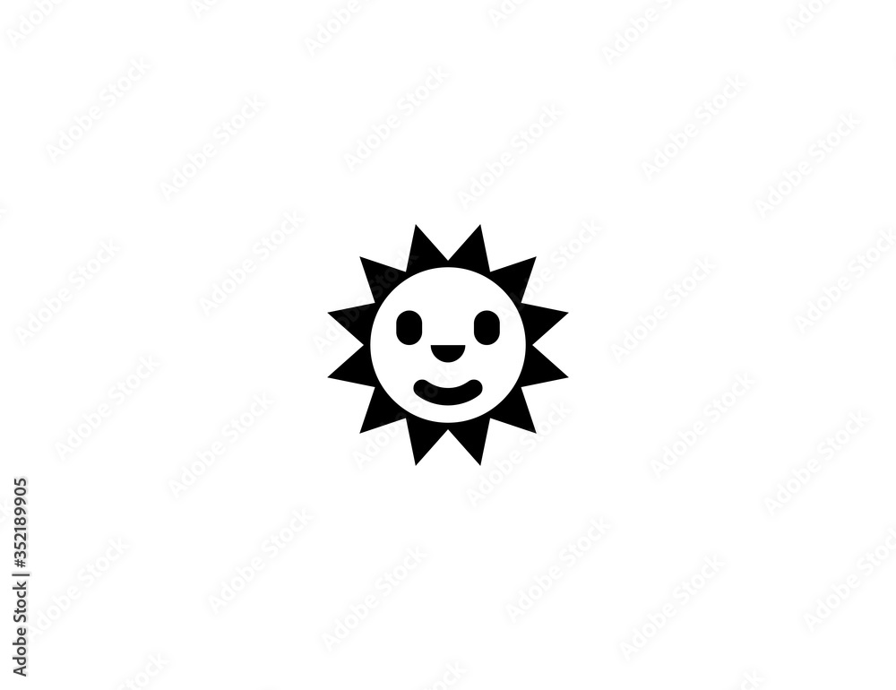 Smiling Sun vector flat icon. Isolated Sun with Face emoji illustration ...