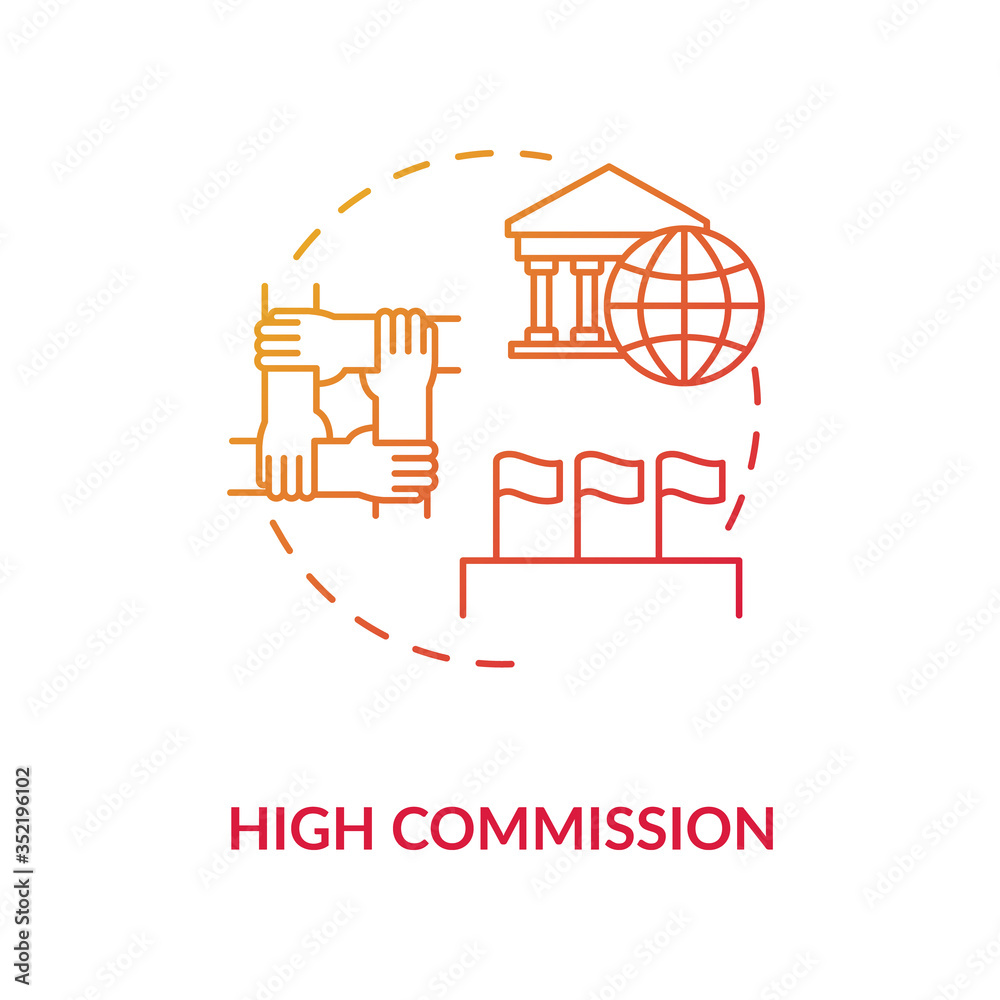 High commission concept icon. Diplomatic mission idea thin line ...