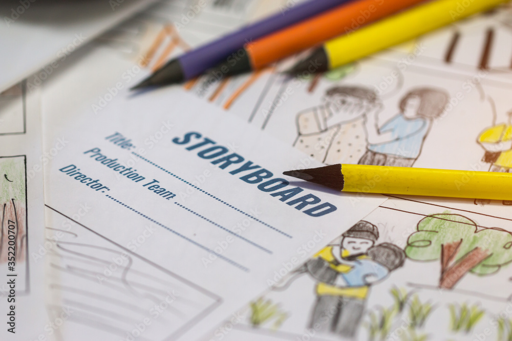 Storyboard layout for pre-production, storytelling drawing creative for ...
