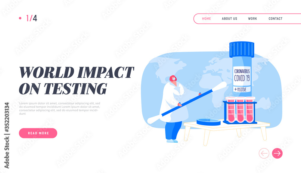 Covid19 Diagnostics Landing Page Template. Doctor Character Wear Mask ...