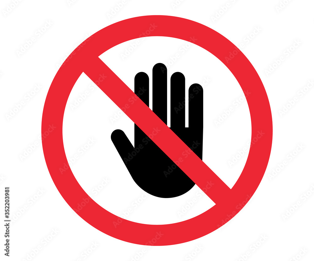 Stop, no entry sign palm crossed red symbol vector Vektor Stok | Adobe ...