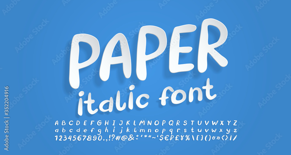 White paper alphabet. Flying 3D vector font, realistic paper cut out ...