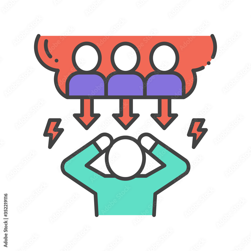 Social bullying color line icon. Harassment, social abuse and violence ...