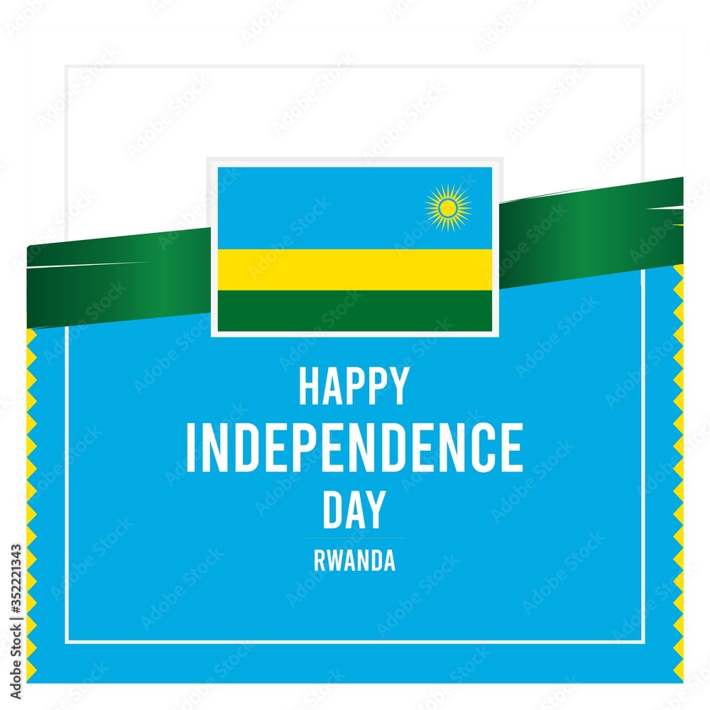Rwanda Independence Day poster/card design with the Rwandan flag ...