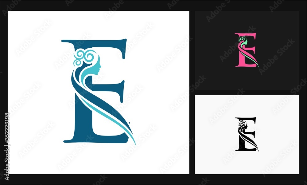 letter E face concept design beauty logo Stock Vector | Adobe Stock