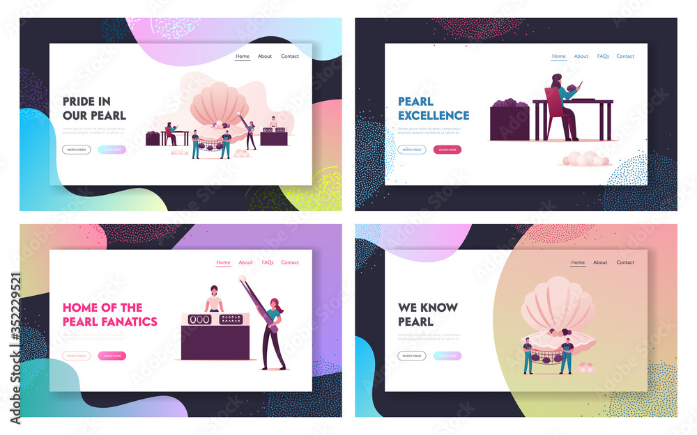 Pearl Farm Landing Page Template Set. Characters Use Implantation of ...