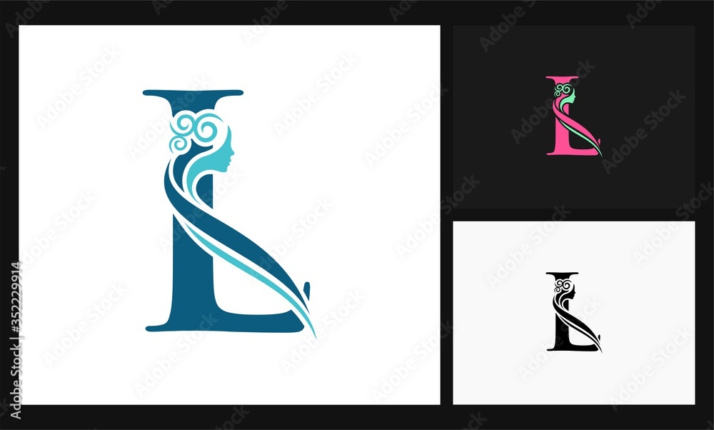 letter L face concept design beauty logo Stock Vector | Adobe Stock