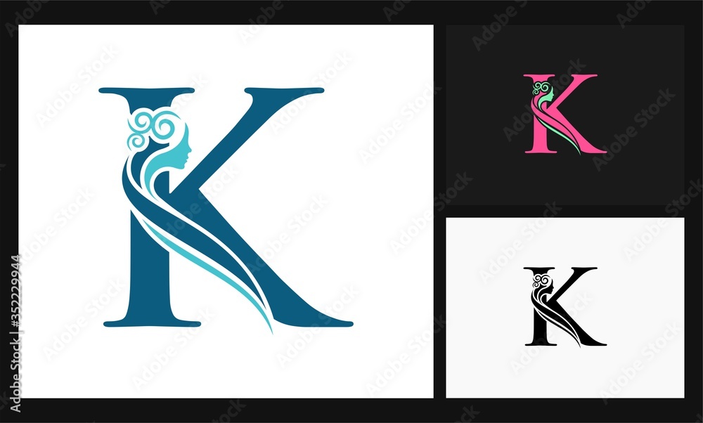 letter K face concept design beauty logo Stock Vector | Adobe Stock