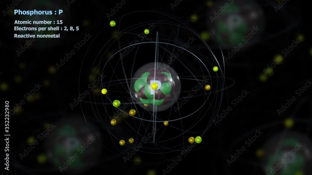 Atom of Phosphorus with 15 Electrons in infinite orbital rotation with ...