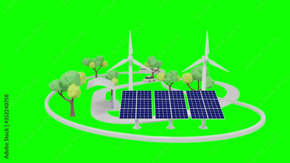 Electrical energy obtained from natural sources. 3D low poly rendering ...
