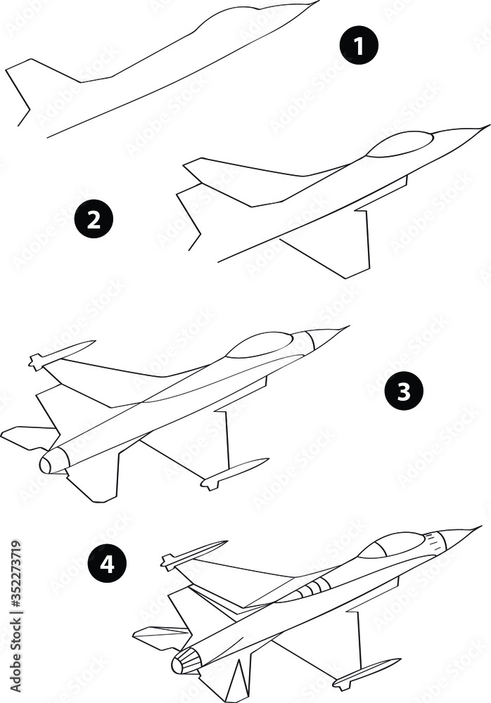 Step by step drawing learning techniques, transportation tools set ...