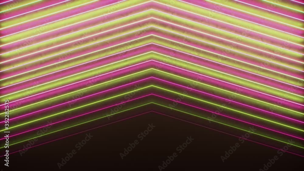 Abstract pointing arrows from lines on black background. Animation ...