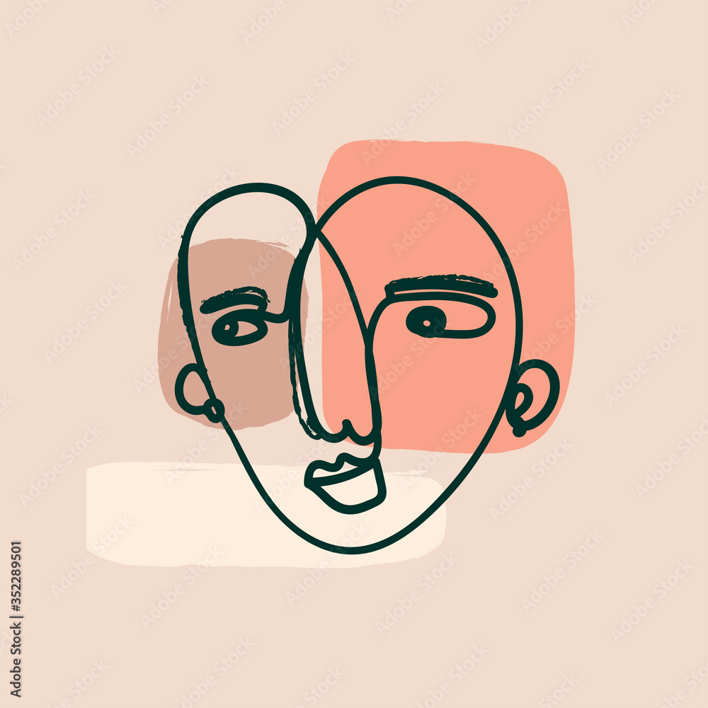 Modern abstract Face. Cubism painting style. Contemporary female or ...