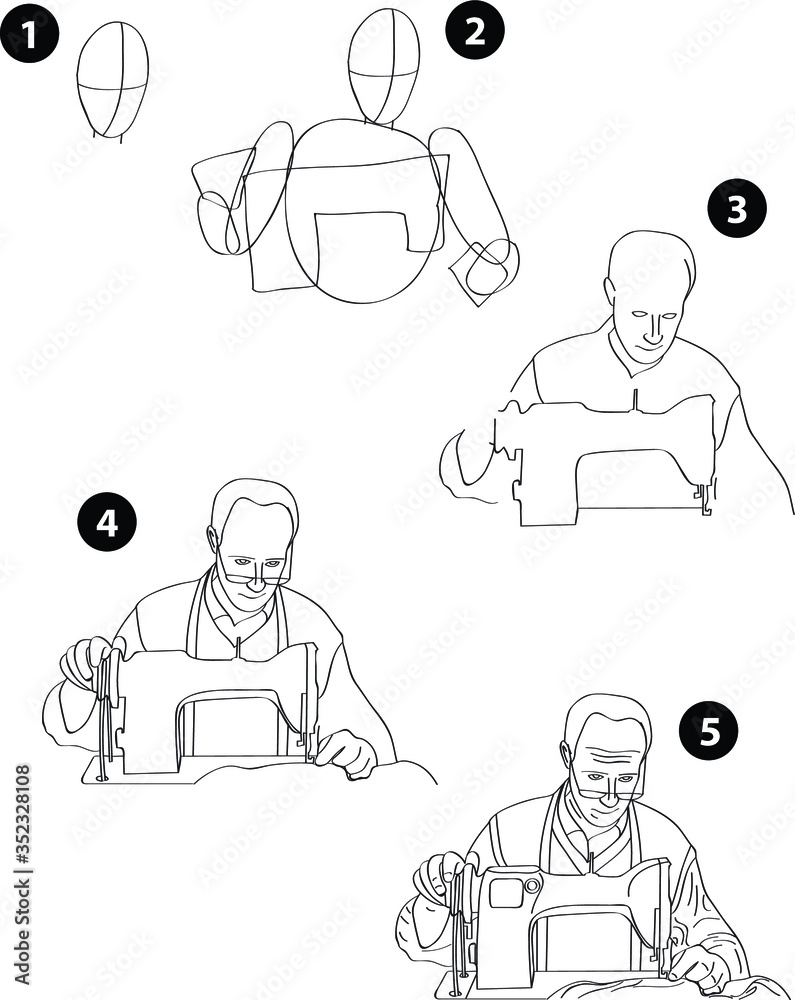 Drawing learn step by step tutorial techniques people occupations set ...
