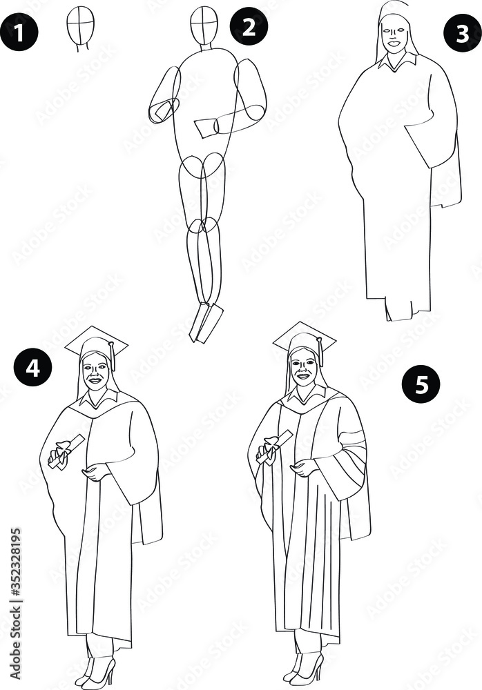 Drawing learn step by step tutorial techniques people occupations set ...