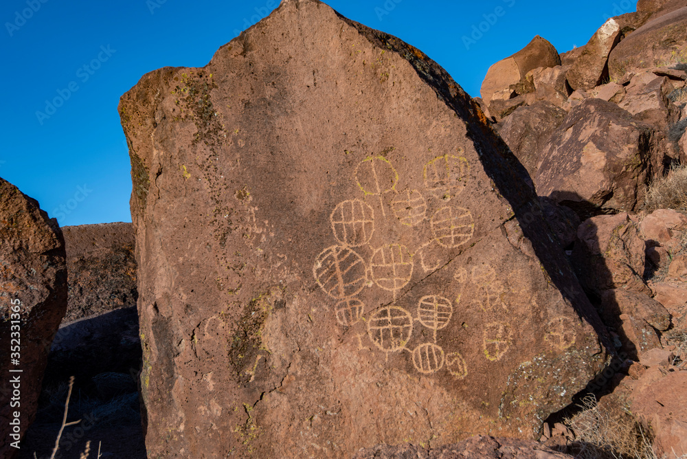 petroglyph rock art designs of ancient indigenous cultures in Owens ...