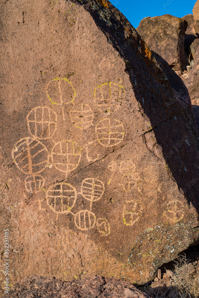 petroglyph rock art designs of ancient indigenous cultures in Owens ...