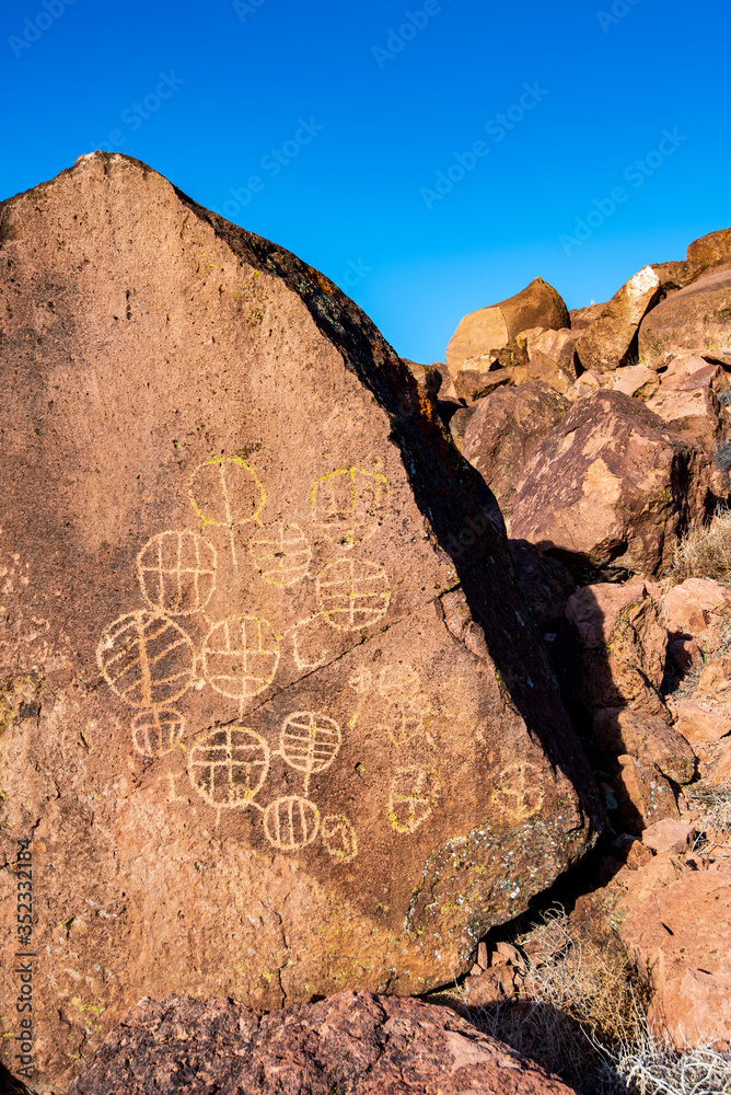 petroglyph rock art designs of ancient indigenous cultures in Owens ...