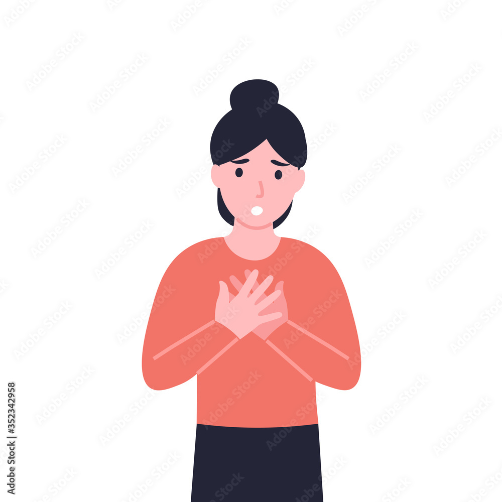 Woman has dyspnea, shortness of breath, disordered or inadequate ...