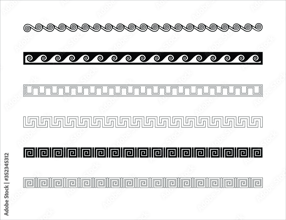 Set of greek key design elements, vintage border decor, simple text ...
