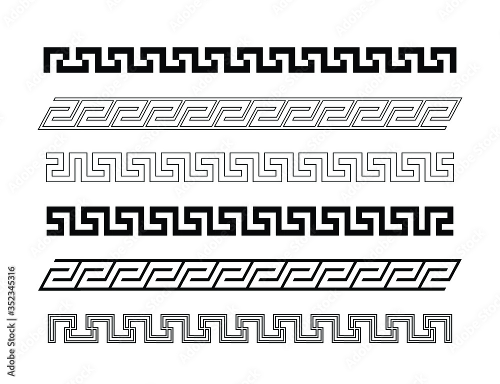 Set of greek key design elements, vintage border decor, simple text ...