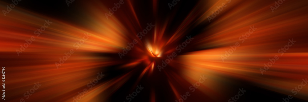 Light orange radiation storm cloud backdrop. Golden magic power ray ...